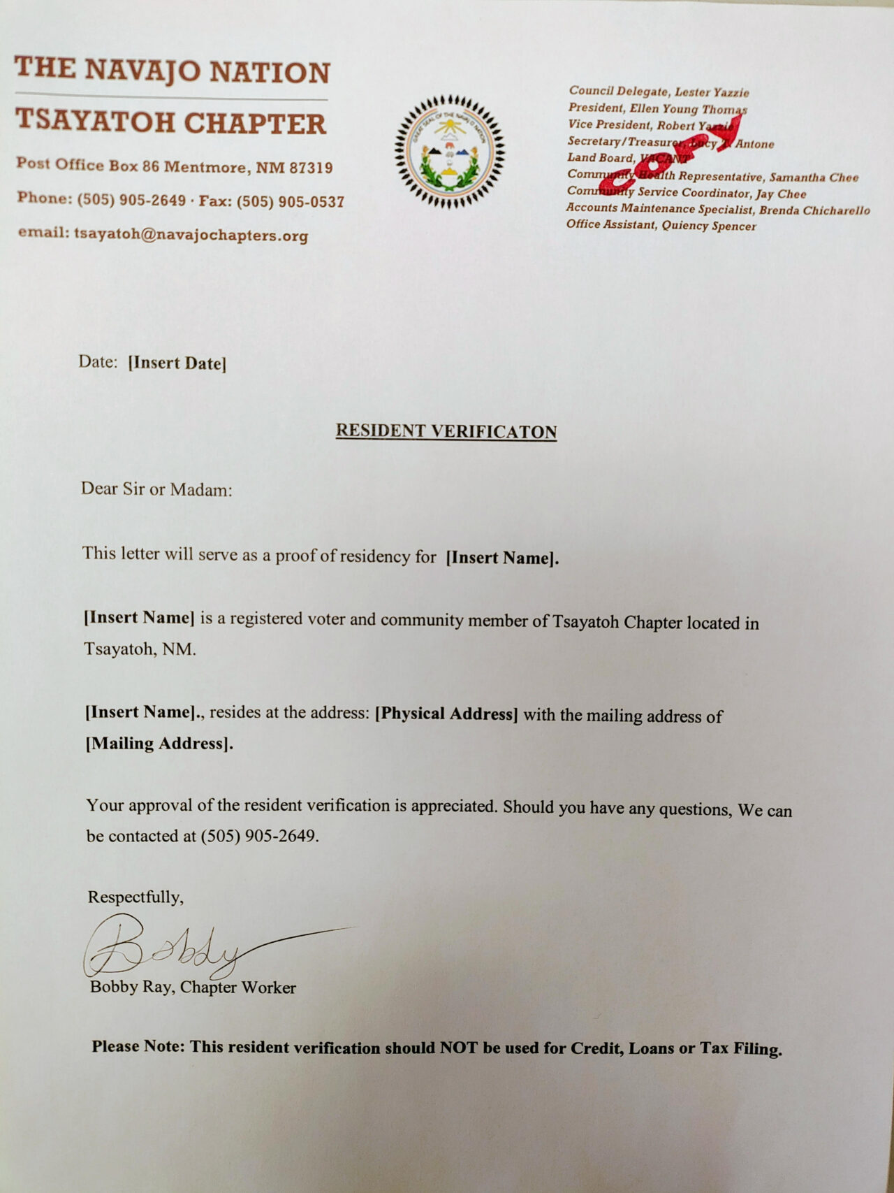 Residential Letters | Tsayatoh