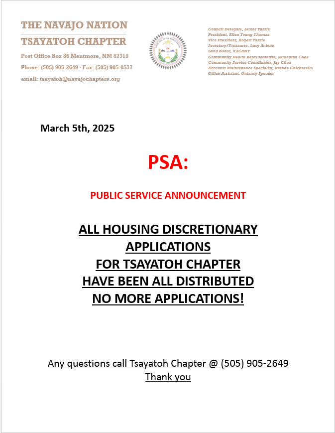 Announcements | Tsayatoh